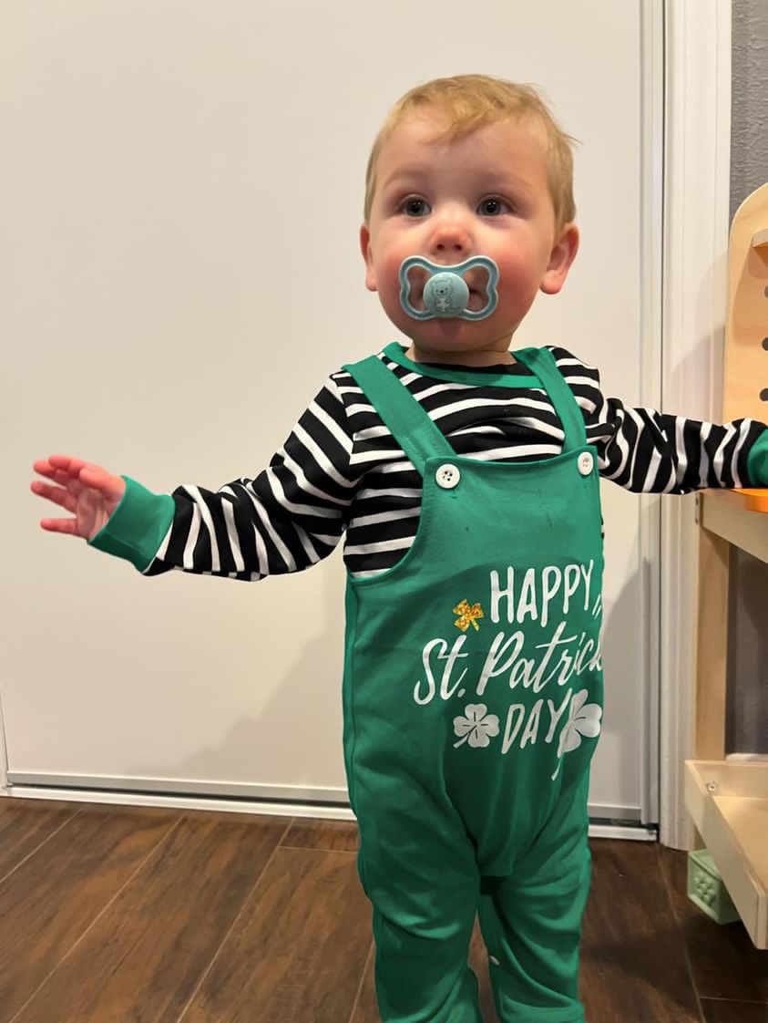 VINUOKER Baby Toddler Boy First St.Patrick's Day Outfit Infant Stripe T-Shirt + St.Patrick's Day Overalls Pant set