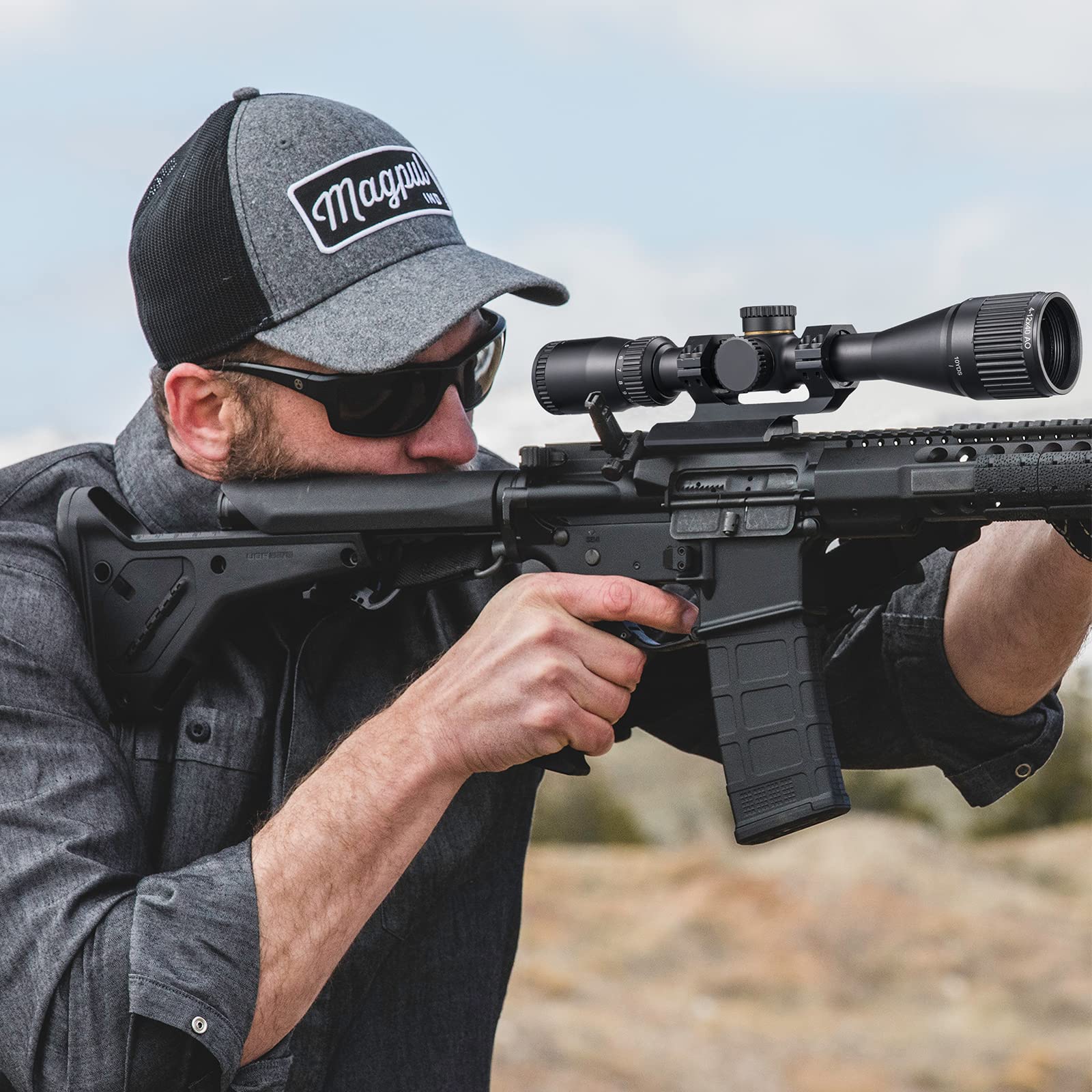 MidTen SFP 4-12x40 AO Tactical Rifle Scope with 4" Eye Relief Adjustable Objective Dead-Hold BDC Reticle Optics 1-inch Tube Riflescopes for Hunting Shooting