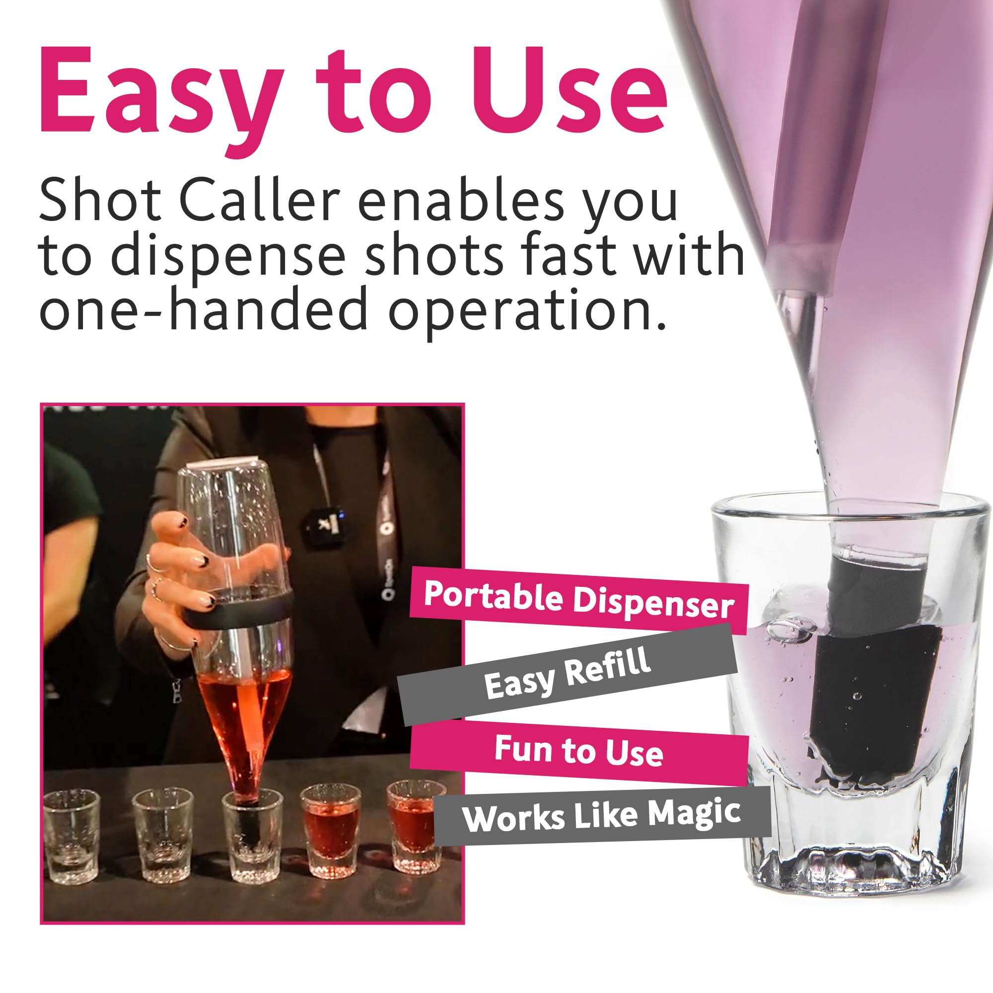 Shot Caller Jellinator Jello Shot Maker, Beverage Bottle & Shot Pourer 20 FL OZ Jello Shot Dispenser Bartending Accessories Store & Pour Shot Holder for Bar Top