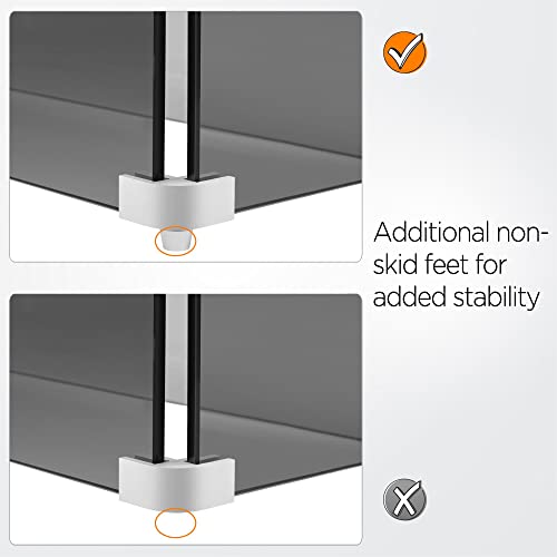 Topeakmart Tempered Glass Wind Guard for Rectangle Fire Pit Table, 23.5 x 7.5 x 6.5 in Wind Guard Fence Fire Table Accessory Shield with Aluminum Alloy Brackets, Thick and Steady, Black/Clear
