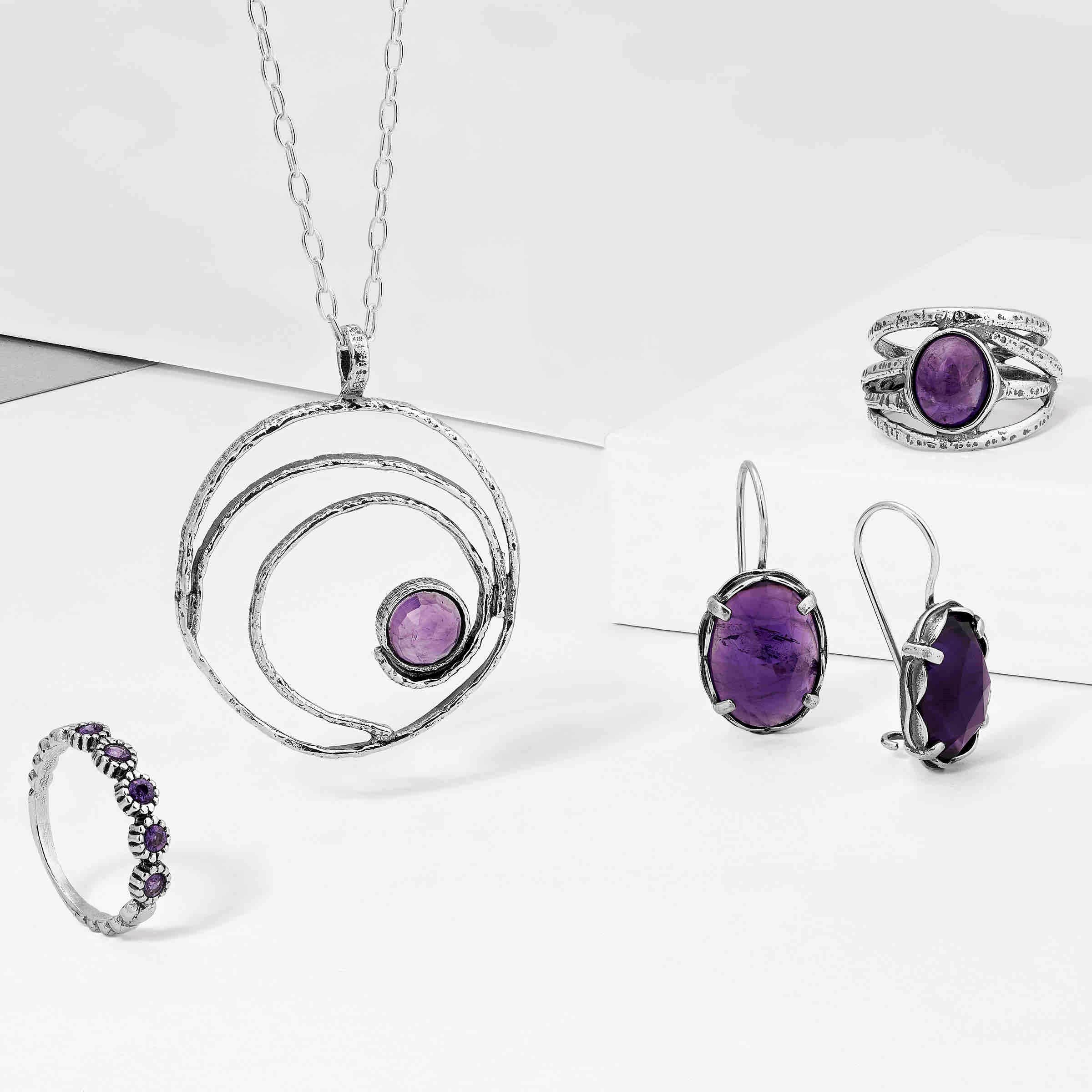 Silpada 'Purple Blossoms' Cubic Zirconia Ring in Sterling Silver, Size 11, Size 11