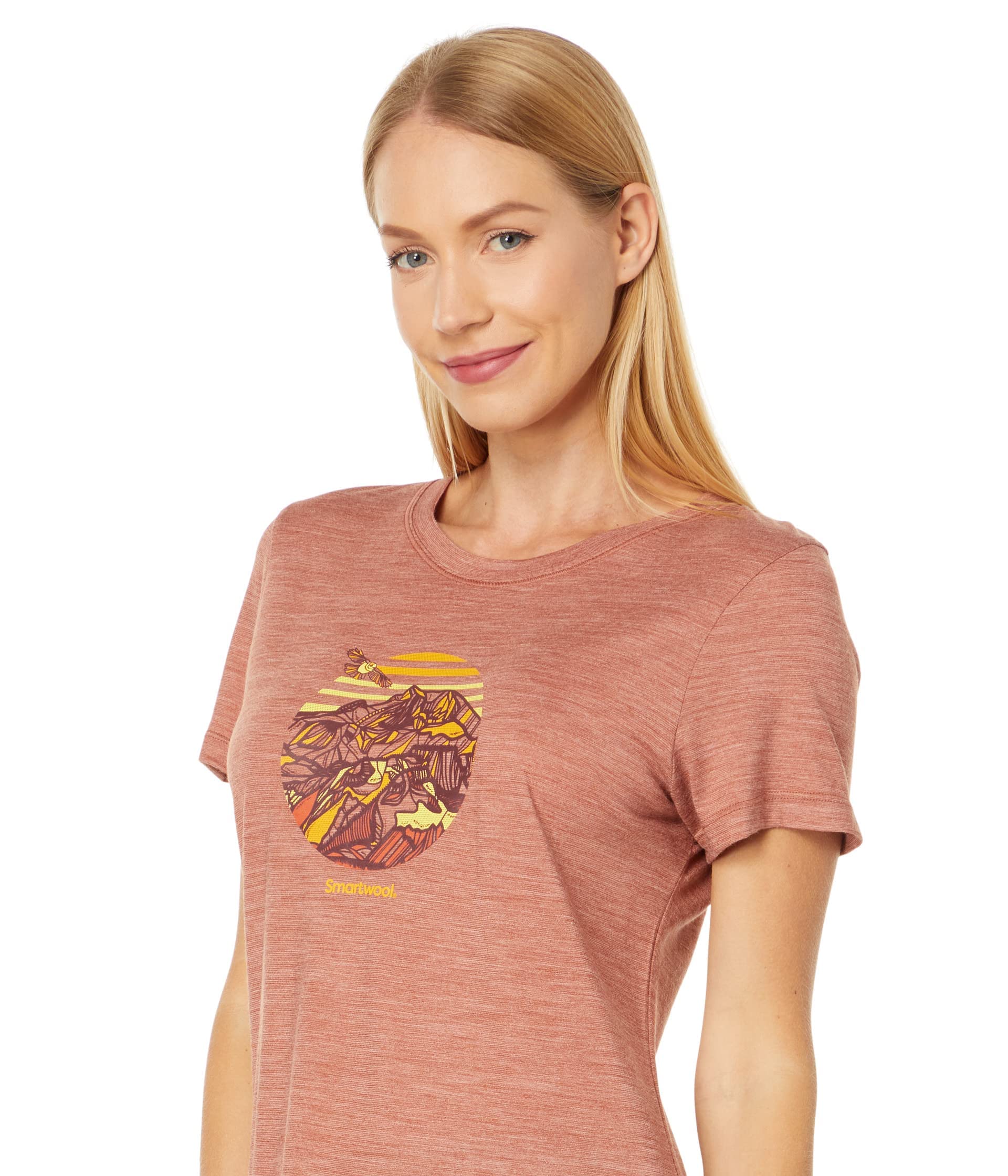 Smartwool Women’s Peak Freedom Merino Wool Short Sleeve Graphic Tee (Regular Fit) Copper Heather, Small