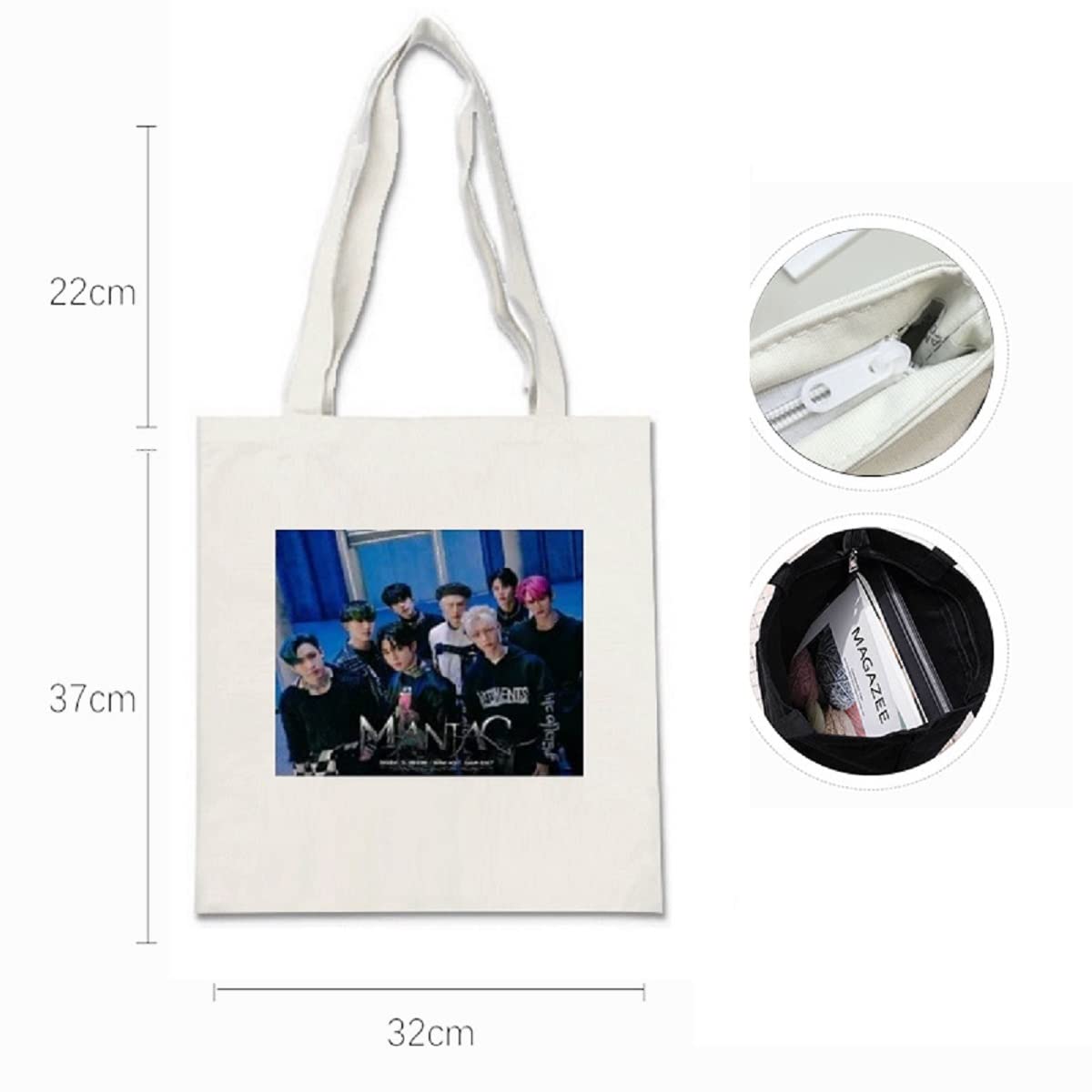 STRAY-KIDS Merchandise Canvas Shoulder Bag,STRAY-KIDS Handbag Crossbody Casual Tote (Blue)