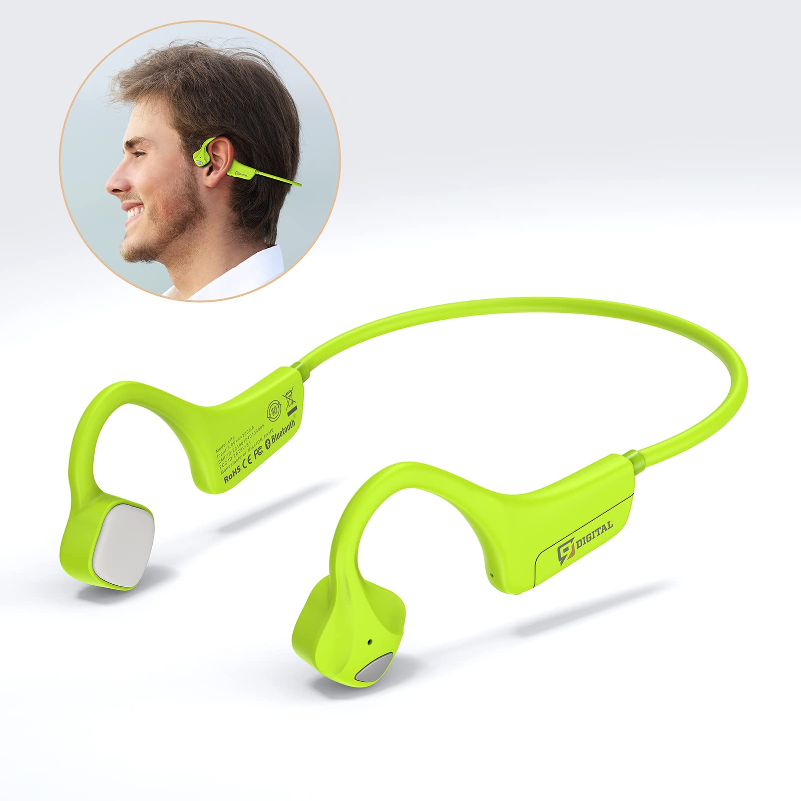 Znfrt Bone Conduction Bluetooth Headphones with Mic,Wireless Open Ear Headphones,Waterproof Sport Earphones,Sweatproof Headset for Running,Cycling,Hiking,Gym,Climbing & Driving