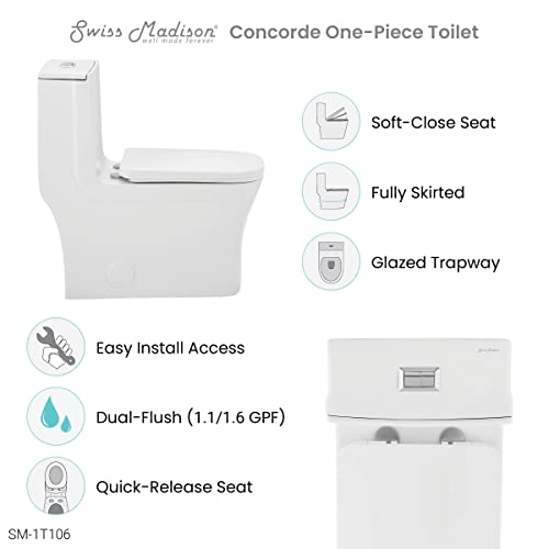 Swiss Madison Well Made Forever SM-1T106 Concorde One Piece Toilet, Glossy White