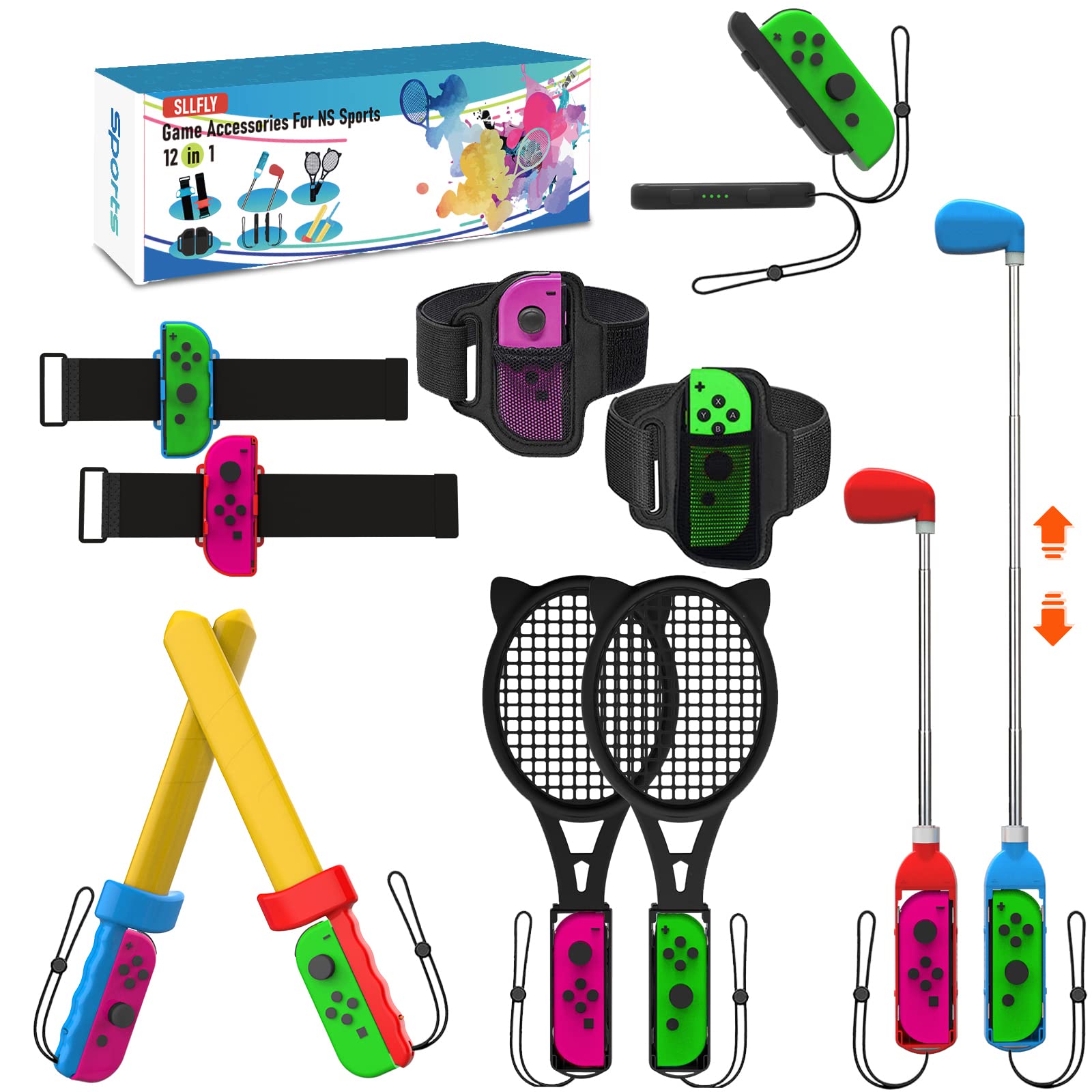 Switch Sports Accessories Bundle-SLLFLY 12 in 1 Nintendo Switch Sports Kit Compatible with Switch/Switch OLED Nintedo Sports Games