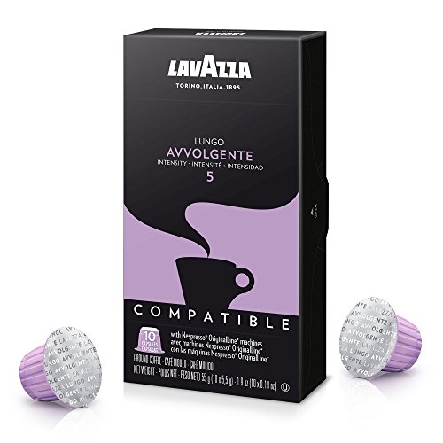 Lavazza Premium Coffee Corp Nespresso OriginalLine Compatible Capsules Avvolgente Espresso Lungo, Dark Roast Coffee, 10 ct