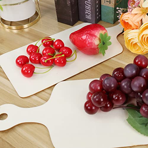 Qegft Unfinished Mini Cutting Boards - 6 Pieces Wood Cutting Board with Handle Paddle Cutting Board for DIY Crafting Home Kitchen Decor Small Chopping Board, 11.8 x 5 Inch