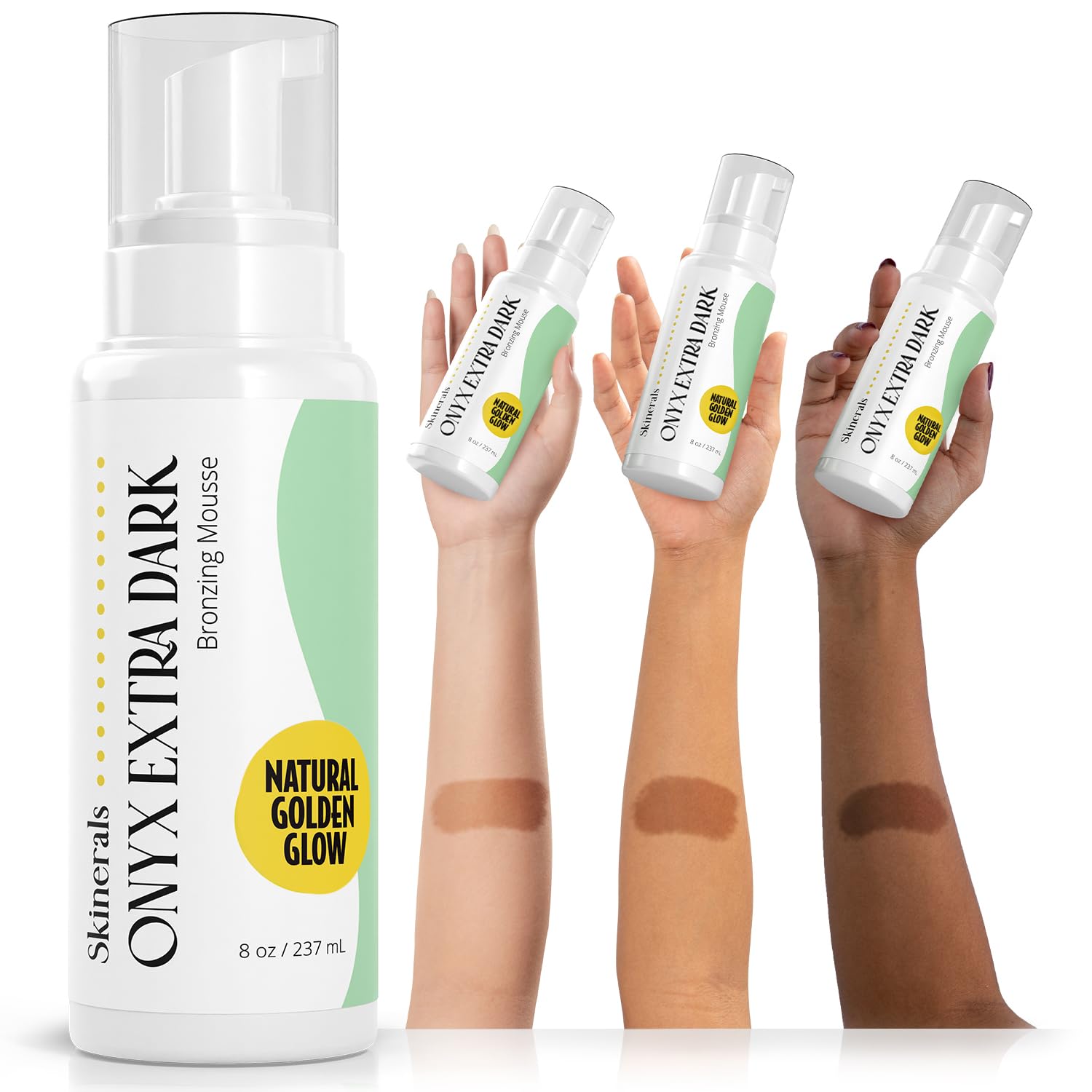 Skinerals Onyx Tanner Mousse - Natural and Organic -Self Tanner Foam, Sunless Tanner, Natural Self Tanner Mousse, Tanning Foam Self Tanner (8oz)