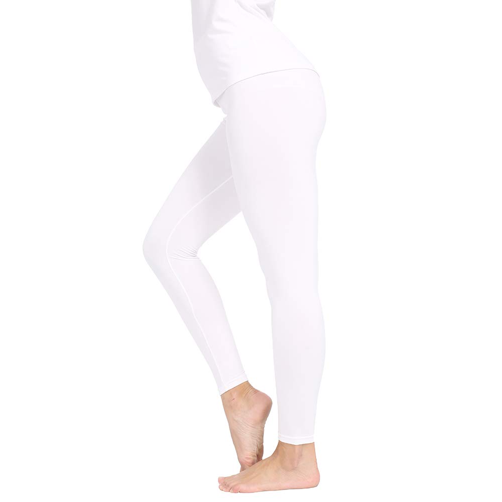 MANCYFIT Thermal Pants for Women Fleece Lined Leggings Underwear Soft Bottoms White Medium
