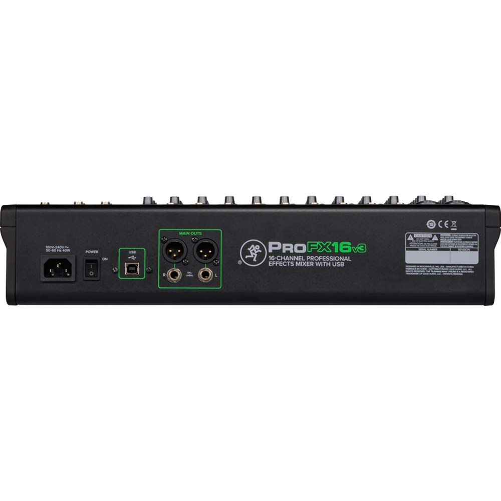 Mackie ProFX16v3 16 Channel Professional Effects Mixer with USB Bundle With Tascam Closed-Back Pro Headphones & Deco Gear Hard Case (3 Items)