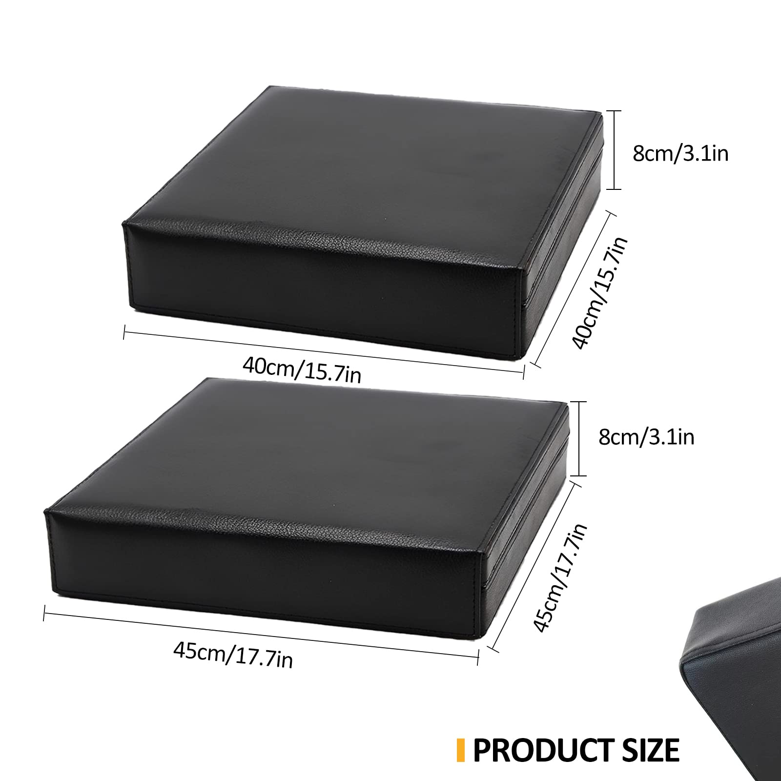 Ptosziav Leather Thick Not-Slip Chair Pads Memory Foam Chair Seat Cushion Removable Chair Padding for Office Dining Chair(Black 40cm/16in)