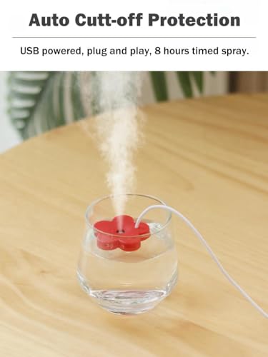 Small Flower USB Humidifier, Creative Cute Atomization Mist Maker, Simple Mini Ultrasonic Fogger, Personal Portable Waterproof Air humidifier for Home Bedroom Office Desk (Blue)