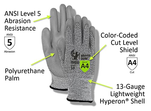 MAGID Polyurethane Coated ANSI Level A4 Cut-Resistant Firm Grip Work Gloves, 12 Pairs, Size 7/Small, GPD452