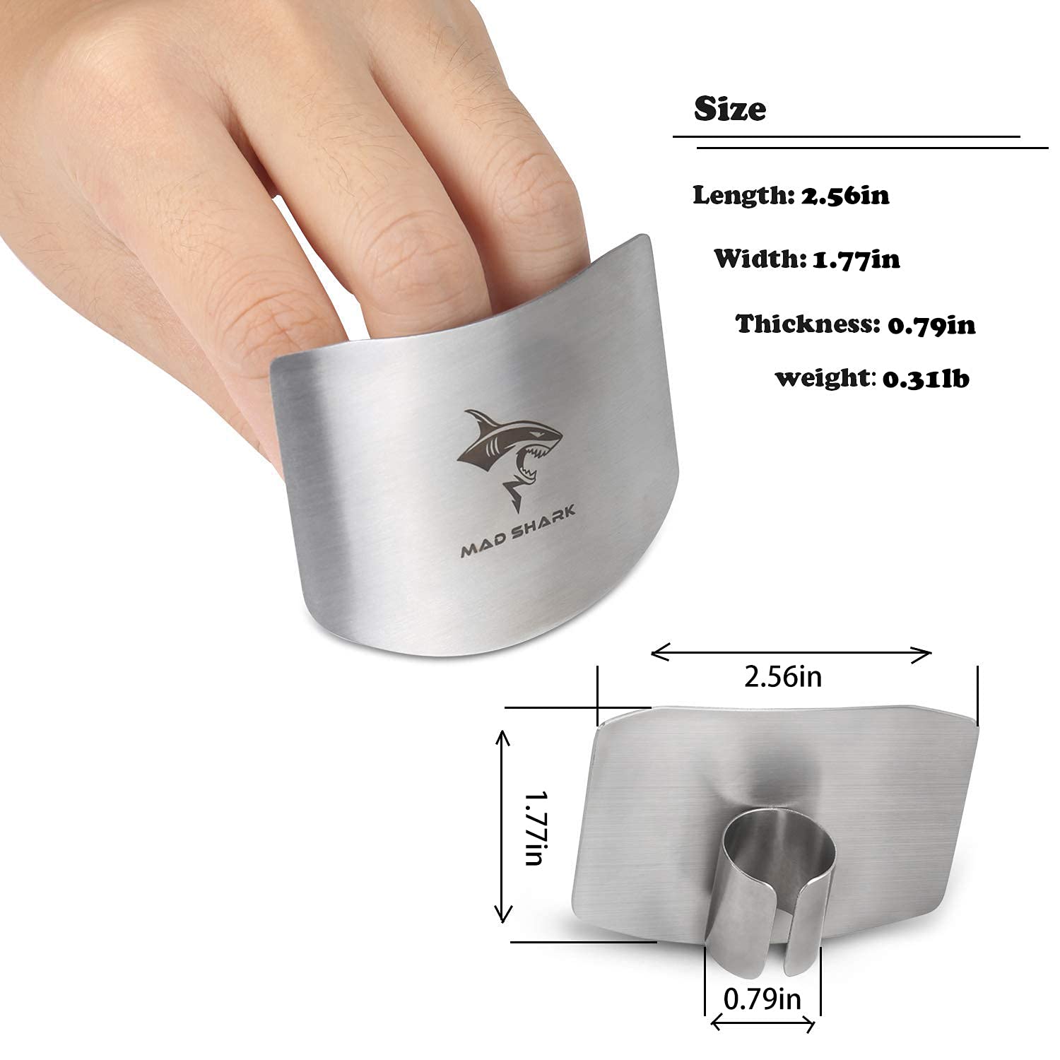 MAD SHARK Premium Stainless Steel Chef Finger Guards For Cutting Vegetables, Finger Protectors For Cutting, Kitchen Tools, Chopping Protector For Fingers, Slicing Tools 2 pcs (Finger guard)