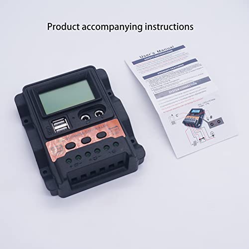 weideer 20A Solar Charger Controller 12V/24V Adjustable LCD Display with Dual USB Port 5.5x2.1MM Female Port PWM Auto Parameter Solar Panel Charger Controller K-042