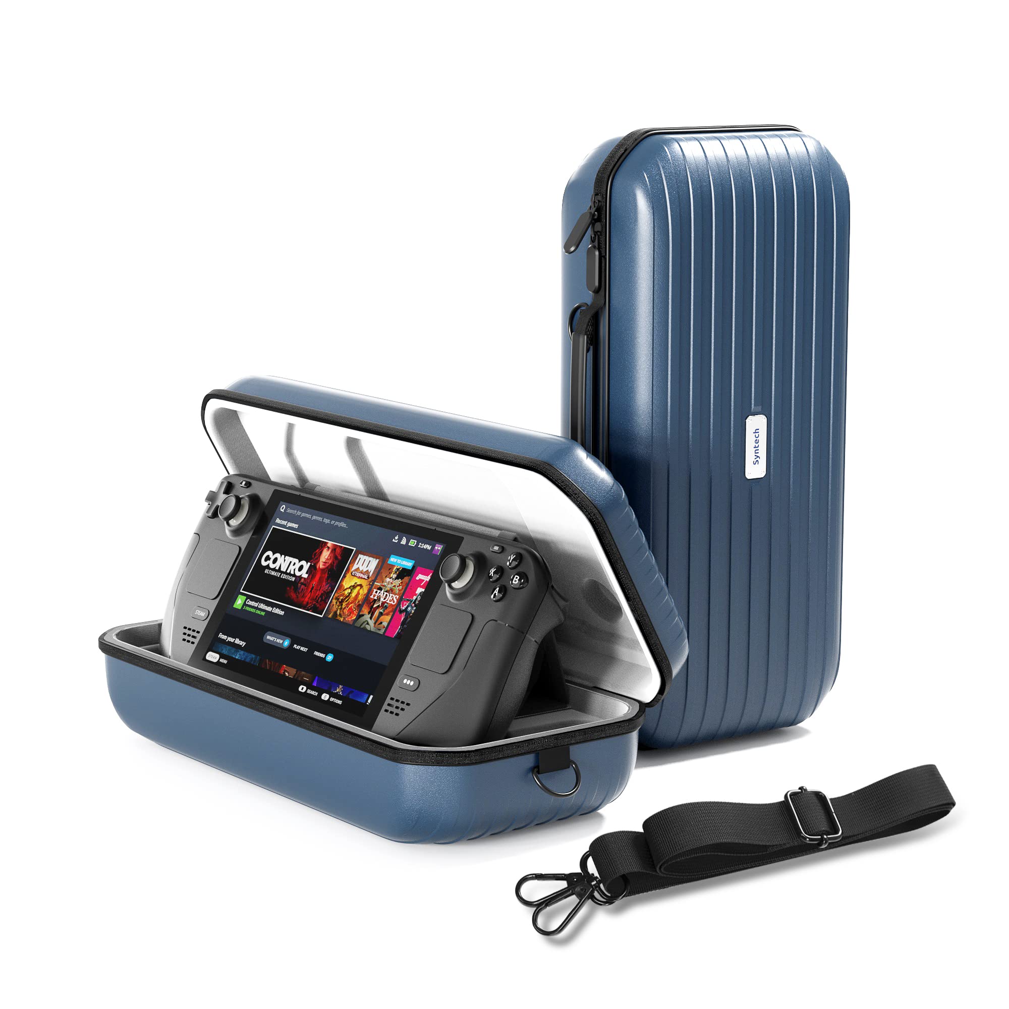 Syntech Hard Carrying Case Compatible with Steam Deck Accessories Console, Protective Case with Detachable Shoulder Strap, Built-in Stand, AC Charger Adapter Storage Space,Suitable for Travel&Storage