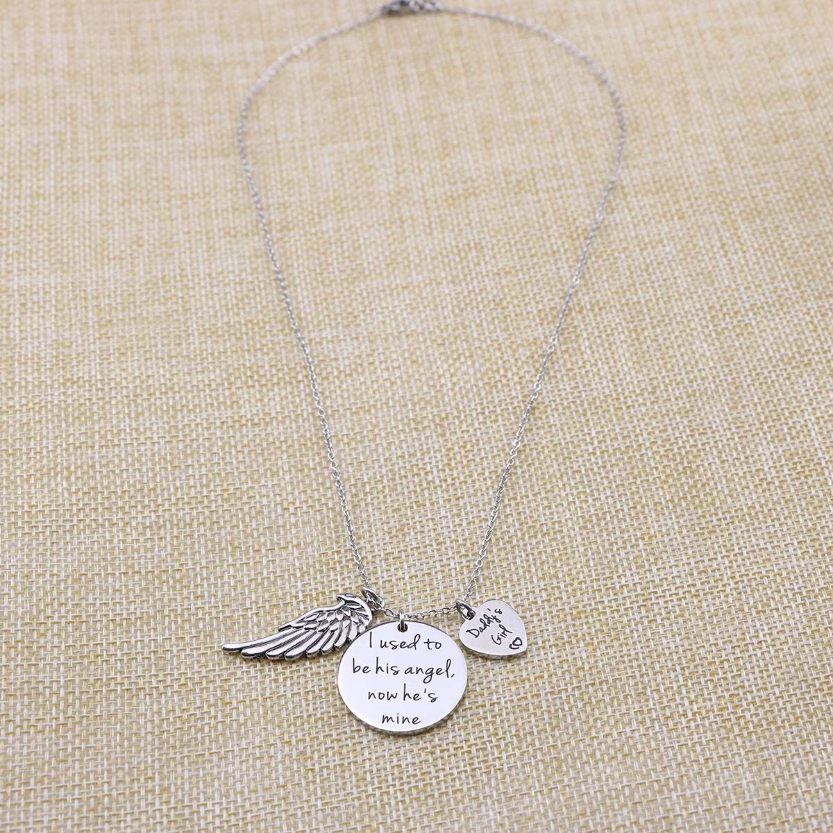 Memorial Dad Jewelry I Used to Be His Angel Now he is Mine Remembrance Necklace