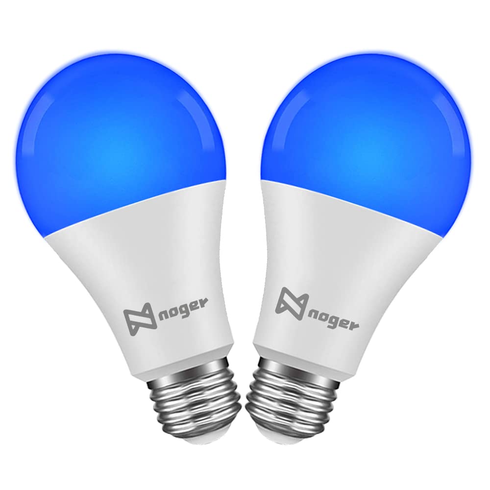 Noger A19 Blue Led Light Bulb with Black Light Effect, 7W (60W Equivalent), E26 Base, Non-dimmable (2 Pack)