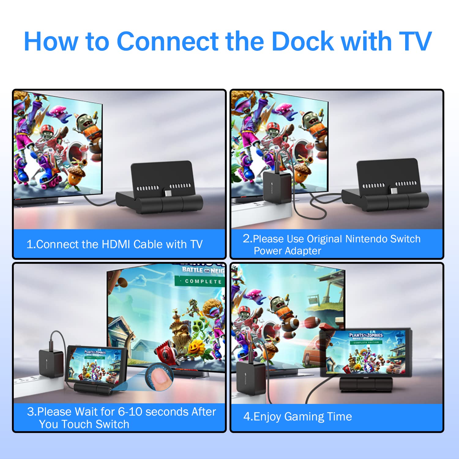 Noiposi Switch Dock for Nintendo, Switch Charger Dock for Nintendo Switch,Portable Docking Station,4K HDMI TV Adapter, USB 2.0 &3.0 Port