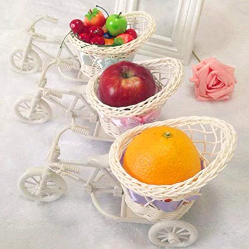 Luwsldirr Rattan Flower Basket Vase Tricycle Bicycle Model Home Garden Wedding Party Decor