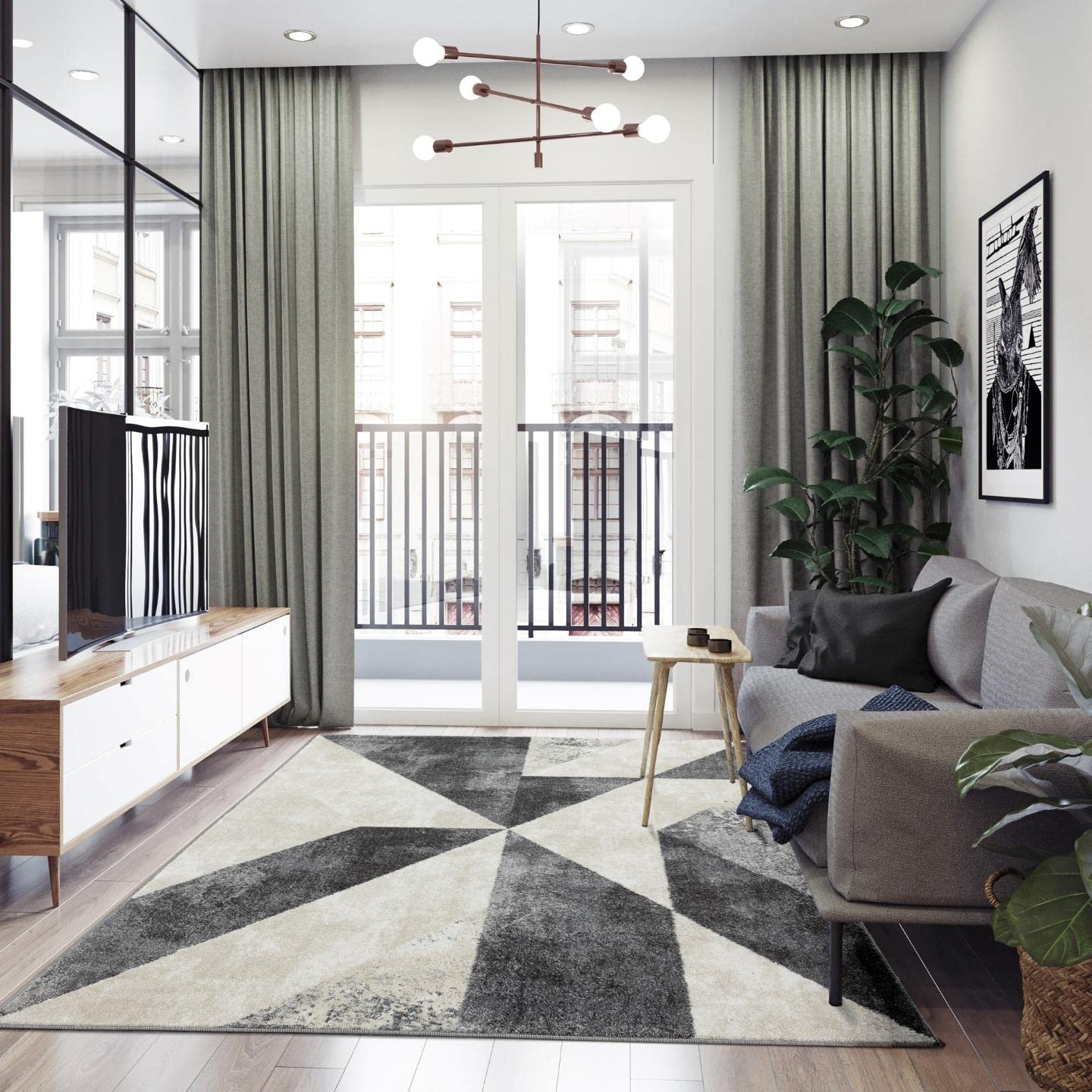 LUXE WEAVERS Tower Hill Abstract Gray 8x10 Area Rug