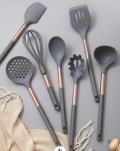 LMMDP Silicone Kitchenware Non-stick Cookware Cooking Tool Spatula Ladle Egg Beaters Shovel Spoon Soup Kitchen Utensils Set