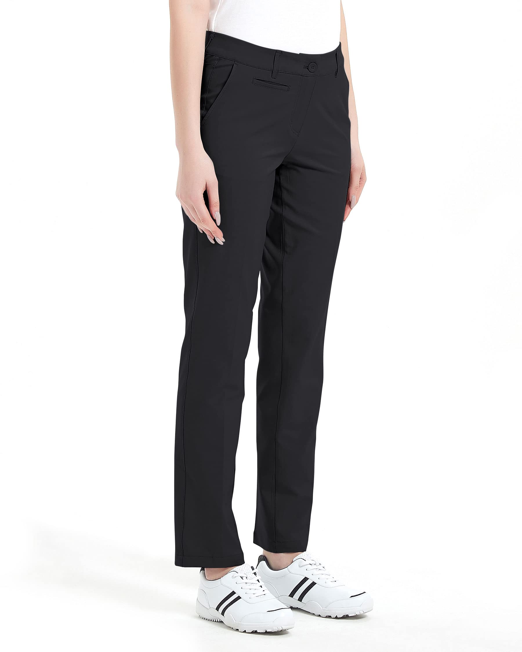 Lesmart Womens Pants Golf Stretch Lightweight Breathable Quick Dry Work Ladies Golf Pants with Pockets 4 Black