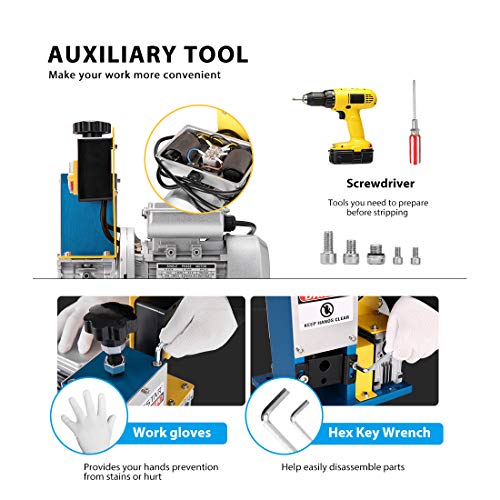 VIVOHOME Automatic Motorized Electric Wire Stripper 0.06-0.98 Inch Diameter Scrap Cable Stripping Machine with Elastic Work Gloves