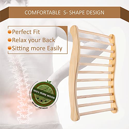 Zatiki Wooden Sauna Backrest β S-Shape Ergonomic Sauna Chair with Backrest for Traditional & Infrared Sauna Support Headrest Sauna Accessories β Spruce Wood Sauna Bench