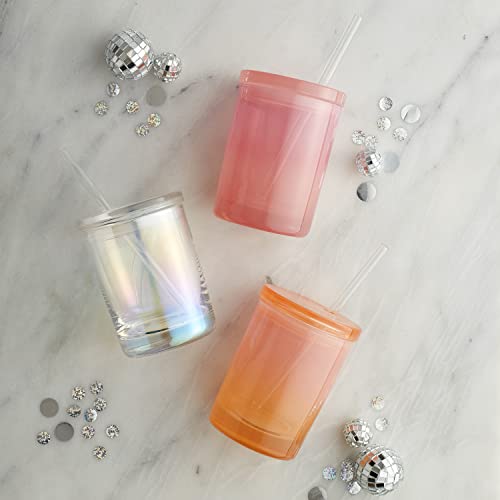 Slant Collections Double-Old Fashioned Cocktail Glass, 10-Ounce, Iridescent