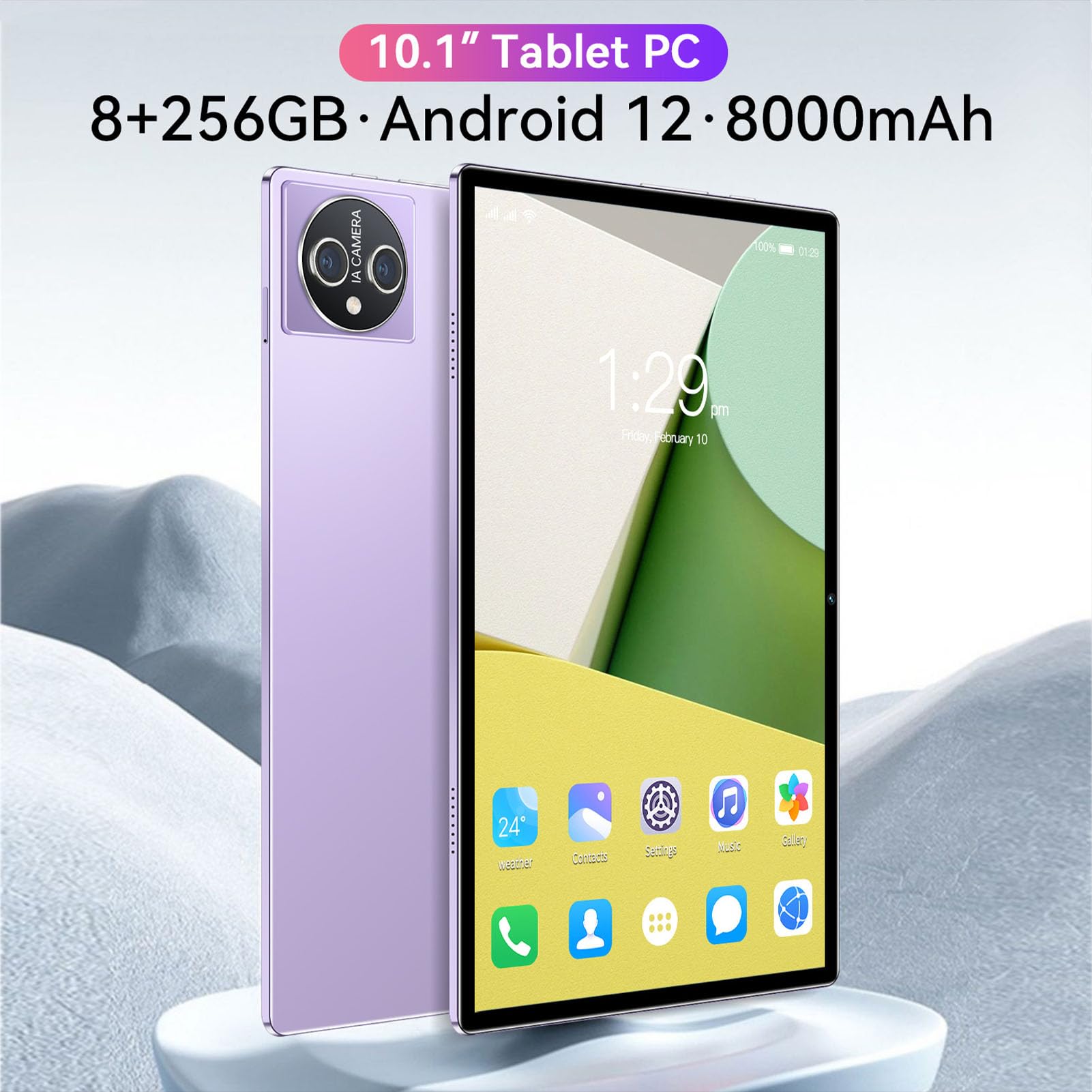 MAVIS LAVEN 4G LTE Phone Tablet, 5G WiFi 10.1 Inch Tablet Dual Speakers 7000mAh Octa Core CPU 8GB RAM 256GB ROM for Android 12 for Entertainment (US Plug)