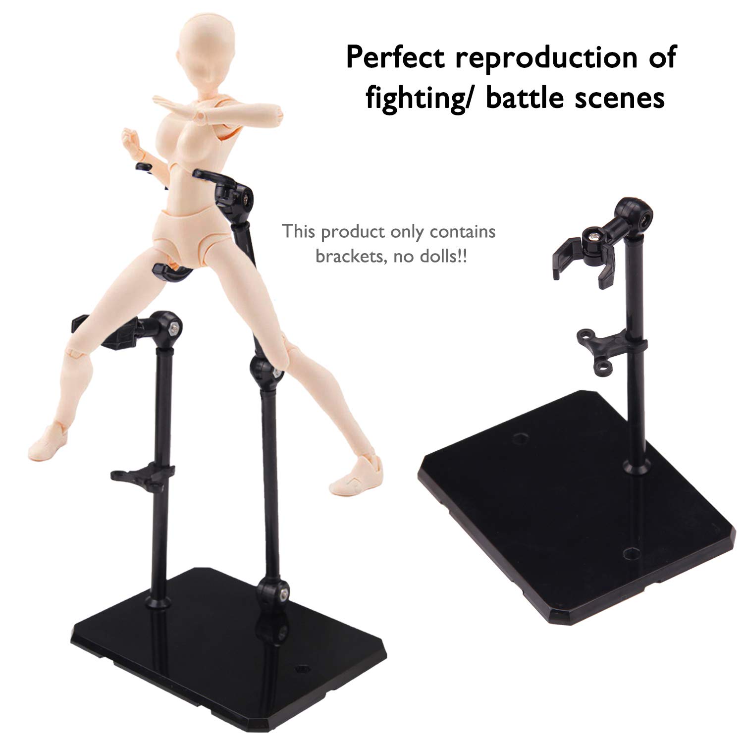 Migaven Action Figure Stand,8Pcs Assembly Action Figure Display Holder Base Doll Model Support Stand Compatible with HG RG SD SHF Gundam 1/144 Toy Black