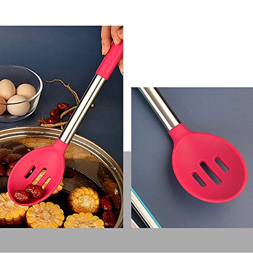 LMMDP 15 PCS Silicone Kitchen Cooking Utensil Set Non-stick Stainless Steel Handle Kitchenware Cookware Tools Set Spatula Shovel Spoon (Color : D)