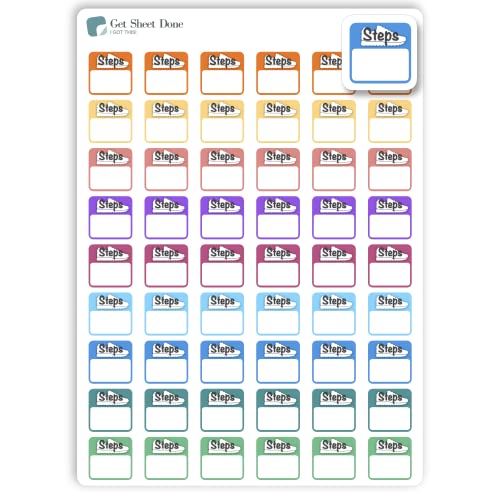 Step Planner Tracker Stickers / 54 Write In Smudge Proof Vinyl Stickers (1/2β) / Walk Run Personal Goals Tracking Health Wellness Self Care/Productivity/Bujo Bullet Journaling (1 Sheet, Steps)