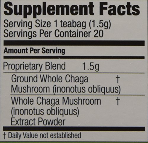 Sayan Siberian Chaga Mushroom Tea Organic Antioxidant Caffeine Free, Raw and Extract Blend, Unbleached 20 Bag, Wild Harvested for Focus Concentration Energy Boost and Immune Support, Detox
