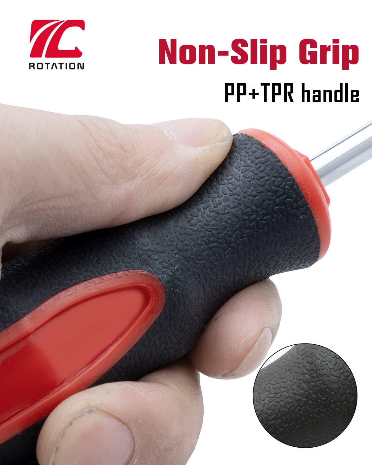 ROTATION 8-Piece Magnetic Screwdrivers Set with red tip, 4 Phillips and 4 Slotted Tips, Professional Cushion Grip Screwdriver Set with High Torque