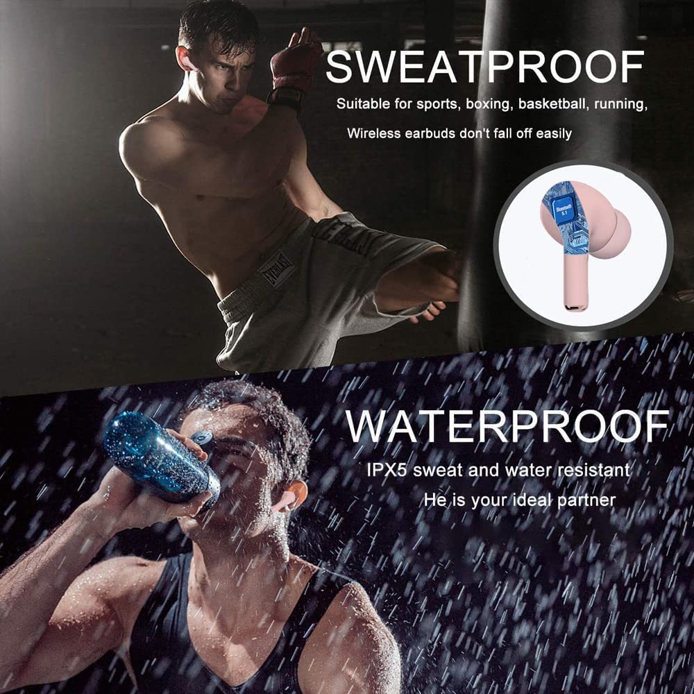 Wireless Bluetooth Earbuds, True Wireless Stereo Headsets in-Ear, 30H Playtime & Wireless Charging Case, Built-in Mic Earphones Premium Sound, Touch Control, IPX5 Waterproof Sport Headphones