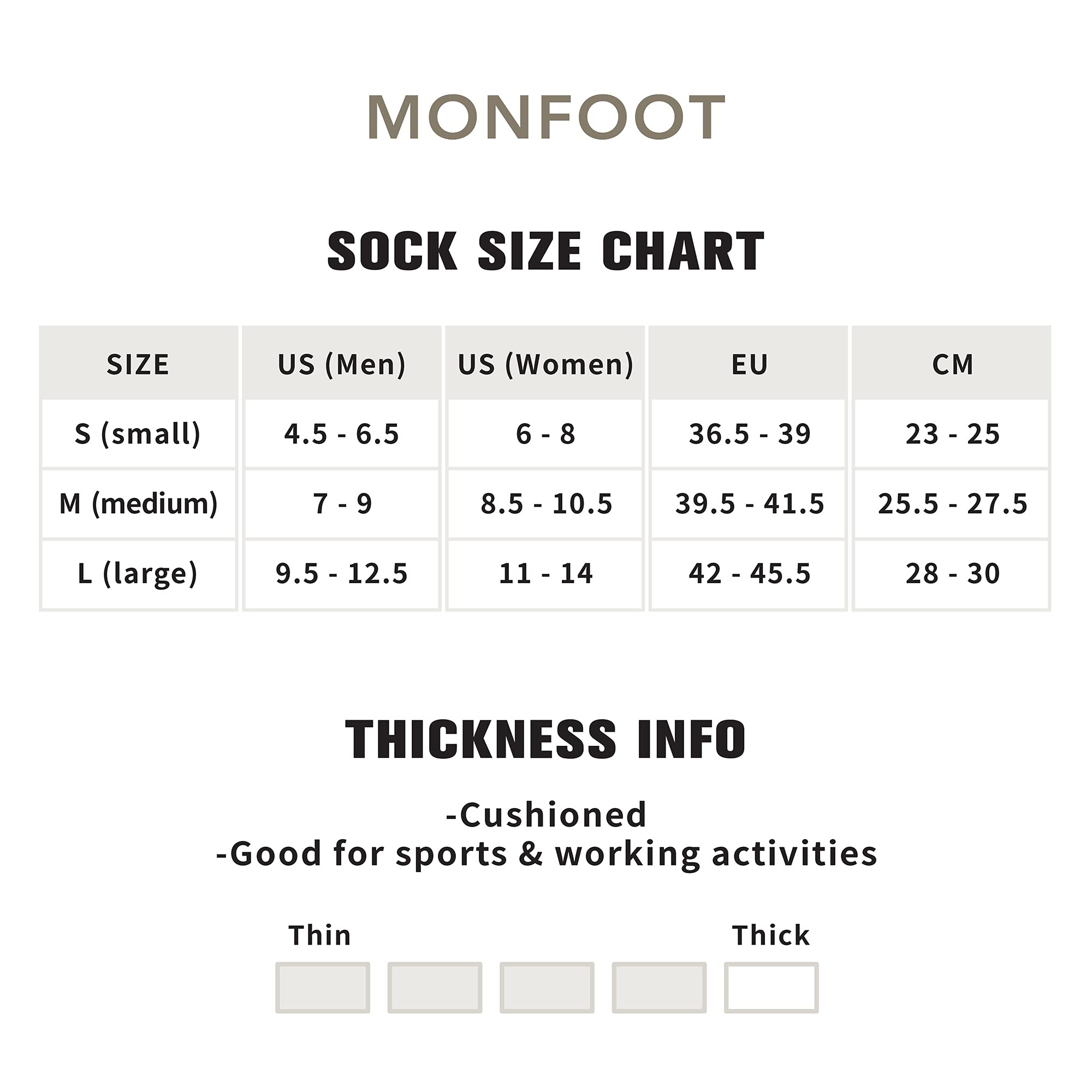 MONFOOT Women's and Men's 8 Pairs Athletic Cushion Crew Socks White Medium, multipack