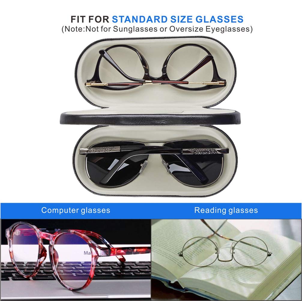 Metrical 2-in-1 Eyeglasses Case, Dual Glasses Case for Two Frames, Double Layer Hard Shell Protective Cases for Glasses, Not suitable for sunglasses