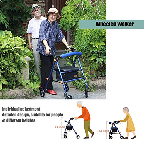 Rollators 4 Wheel with Seat Folding Lightweight, Folding Rollator with Seat and Basket, Rollator Walker for Elderly Adjustable, Disability Aids Walkers, Mobility Walkers 4 Wheels,Load weight 220lbs,Bl