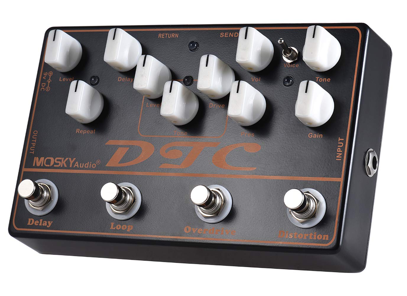 Moskyaudio DTC Multieffects Processor Multi-functional Pedal with Distortion Overdrive Loop Delay Effects in 1 Unit