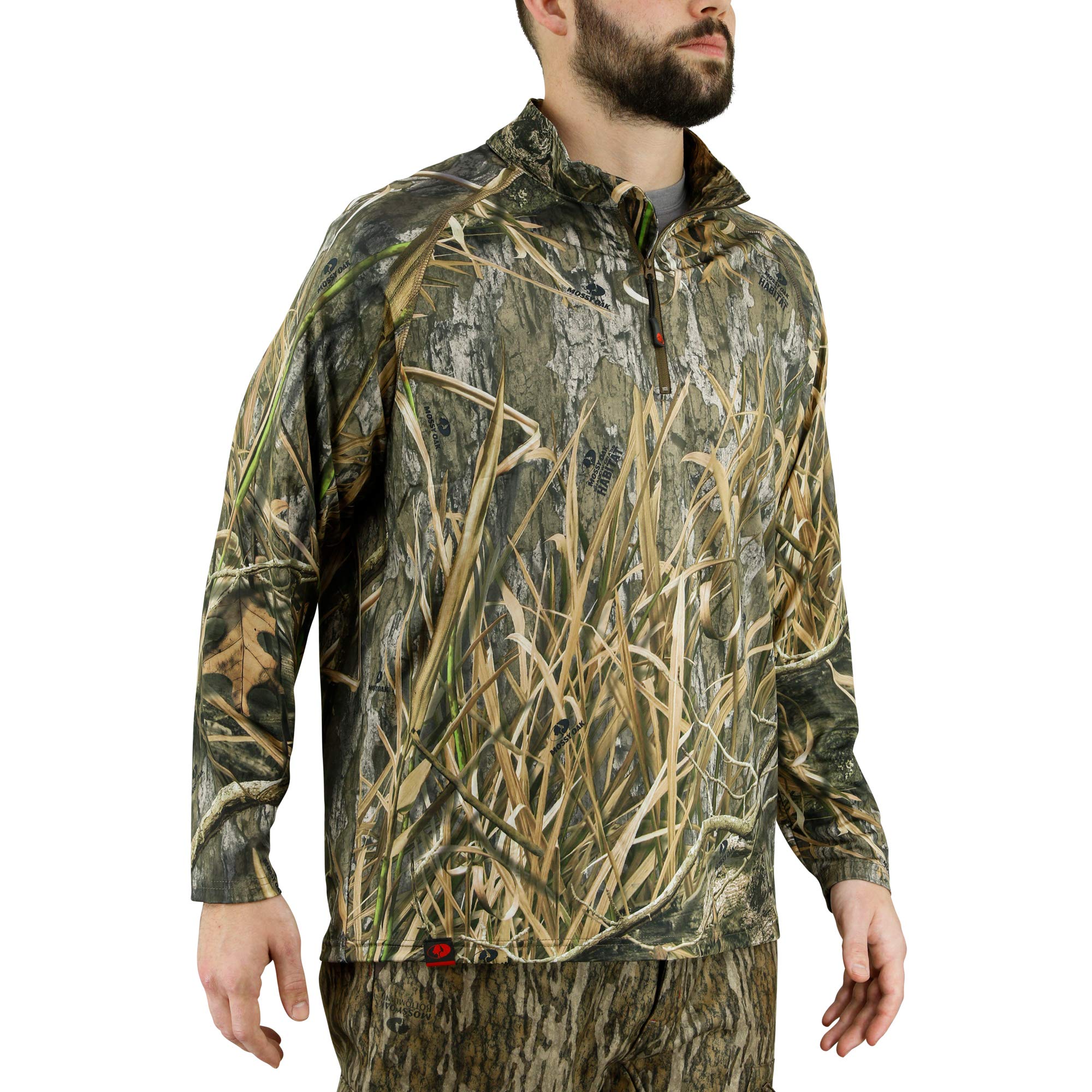 Mossy Oak mens Men Hunting Lightweight Quarter Zip Camo Shirt, Shadow Grass Habitat, XX-Large US