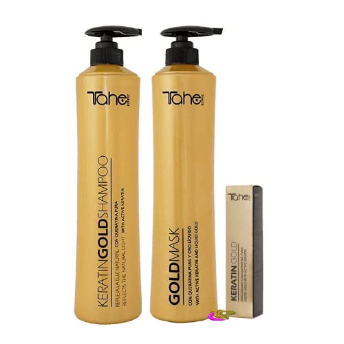 Tahe Keratin Gold Shampoo 800ml + Mask 800ml + Keratin Serum 30ml