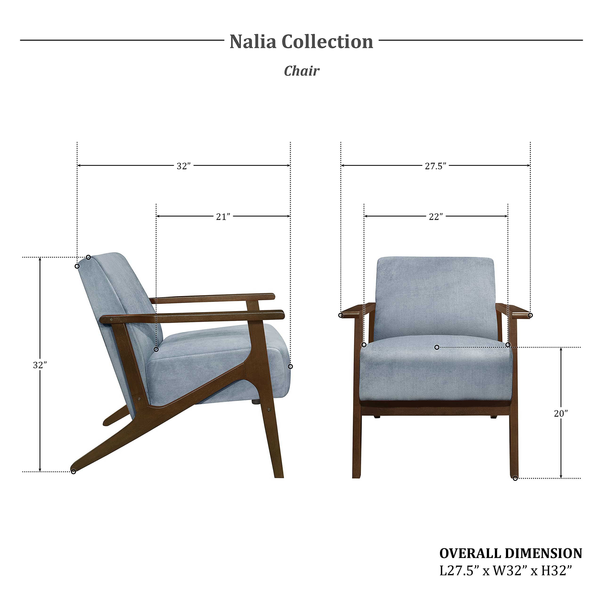 Lexicon Nalia Accent Chair, Blue Gray