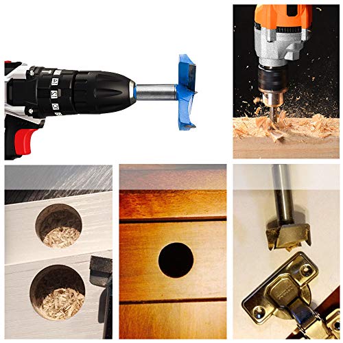 TOOLSTAR Forstner Drill Bits, Boring Carbide Drill Bits 60mm Blue Woodworking Hole Saw Power Rotary Cutting Tool for Wood Plastic Plywood (Pack of 1)