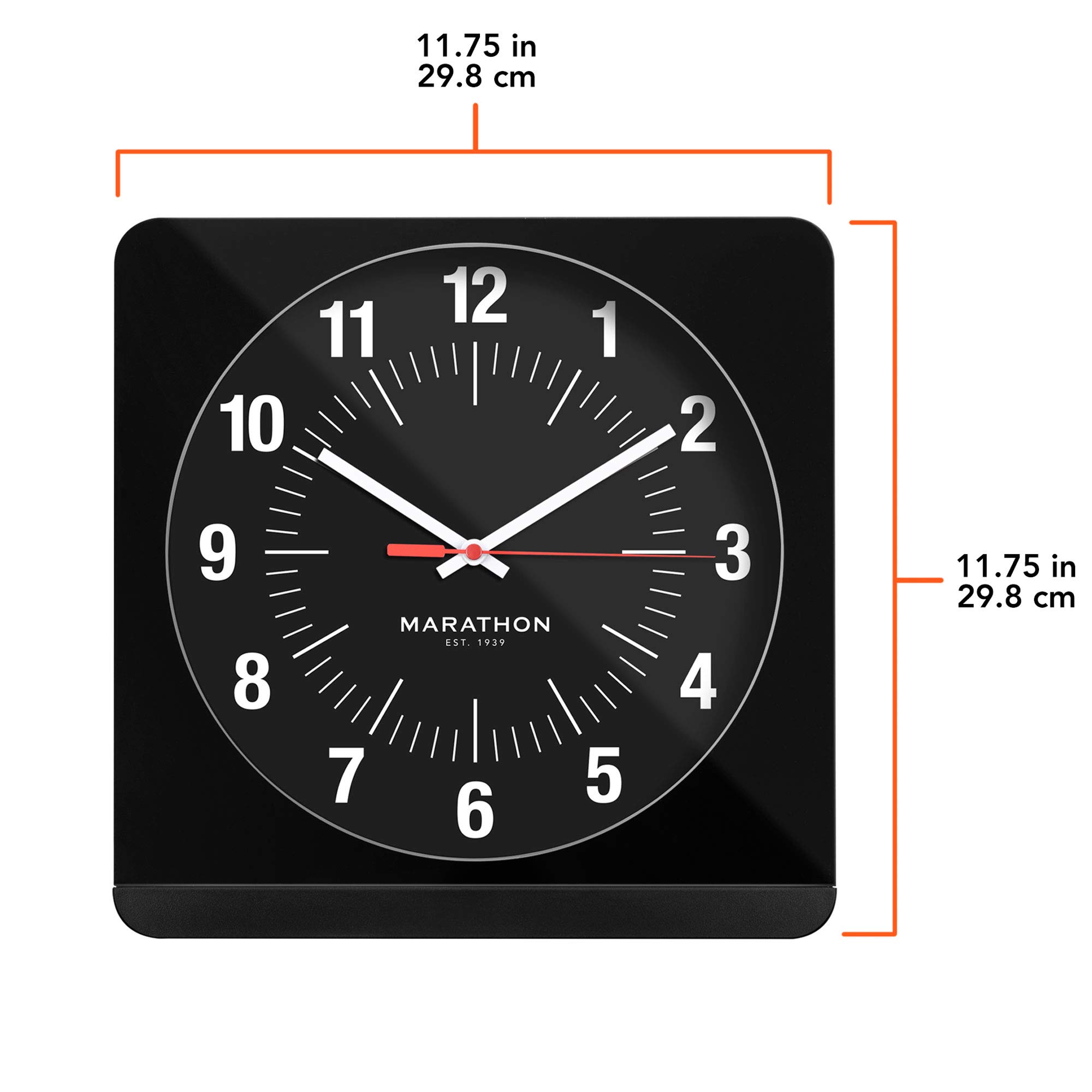 MARATHON Studio Edition Jumbo 12 Inch Analog Wall Clock with Auto Night-Light