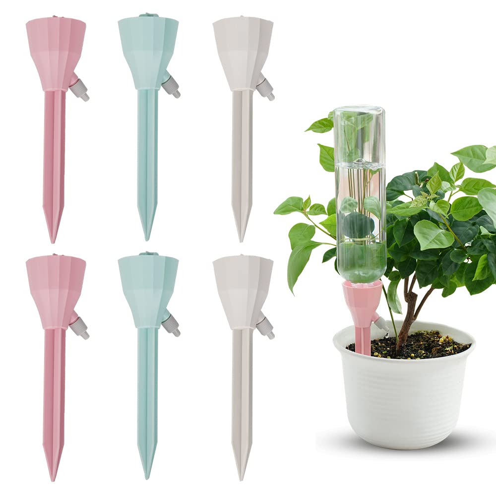 Visionkids Self Watering Spikes,6 Pack Plant Watering Devices,Automatic Irrigation Waterer Slow Release Control Valve Adjustable Water Volume Drip for Vacations Outdoor Indoor Potted Plant (6Pcs)