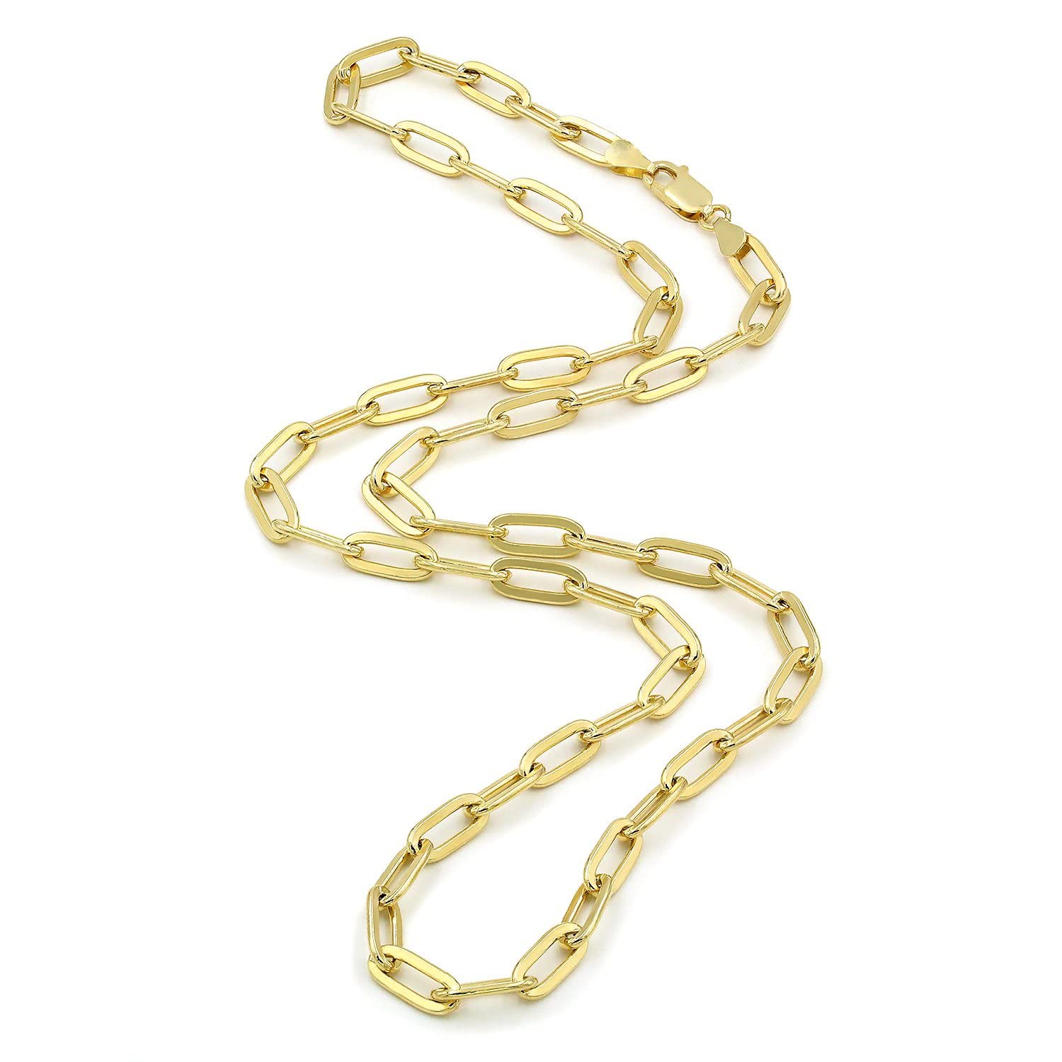 Nuragold 10k Yellow Gold 6mm Paperclip Elongated Rolo Cable Link Chain Bracelet, Womens Jewelry Lobster Clasp 7" 7.5" 8"