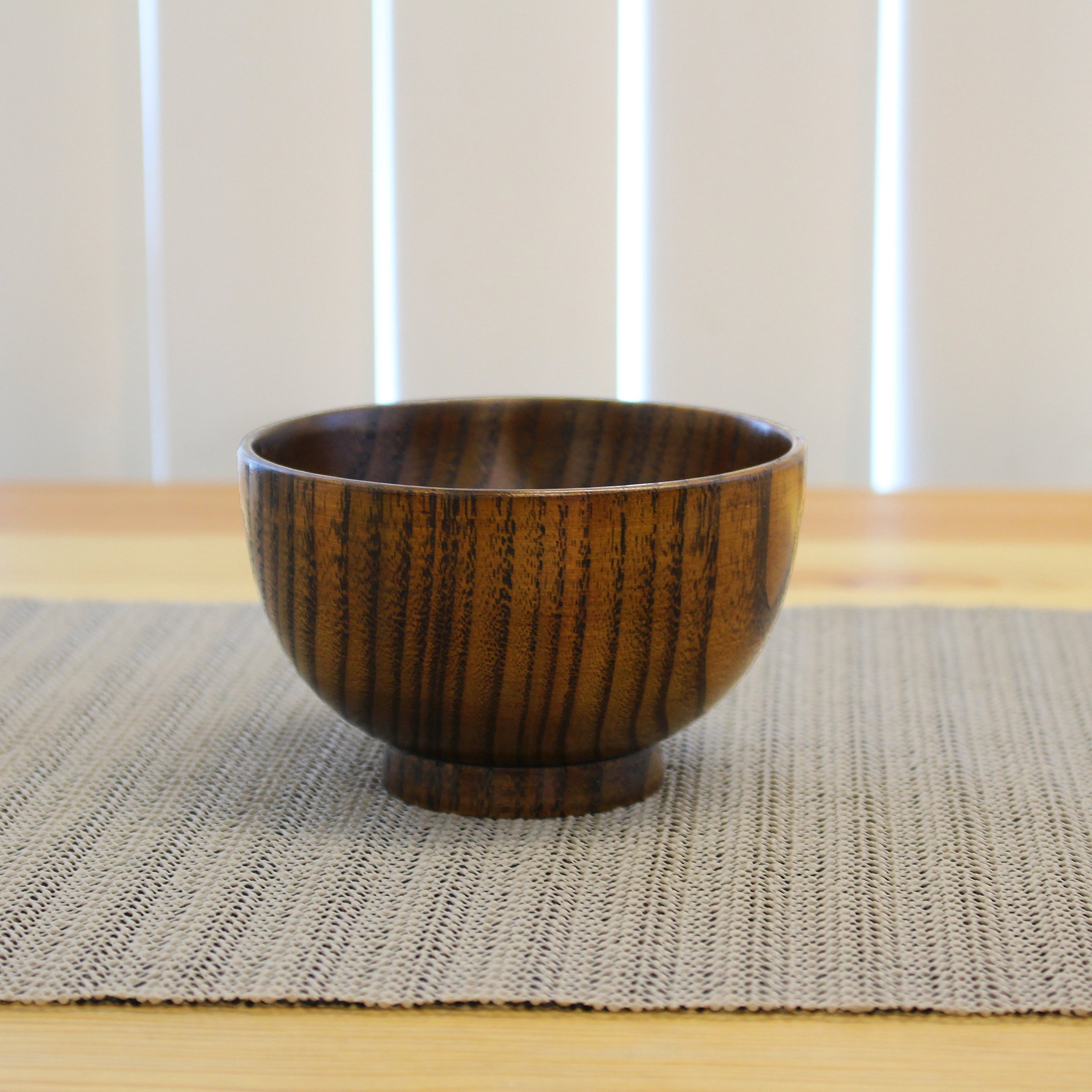 Set of 4 Japanese Style Solid Wood Bowl Children Kids Baby Serving Tableware for Salad Rice Miso Soup Fruits Decorative Display